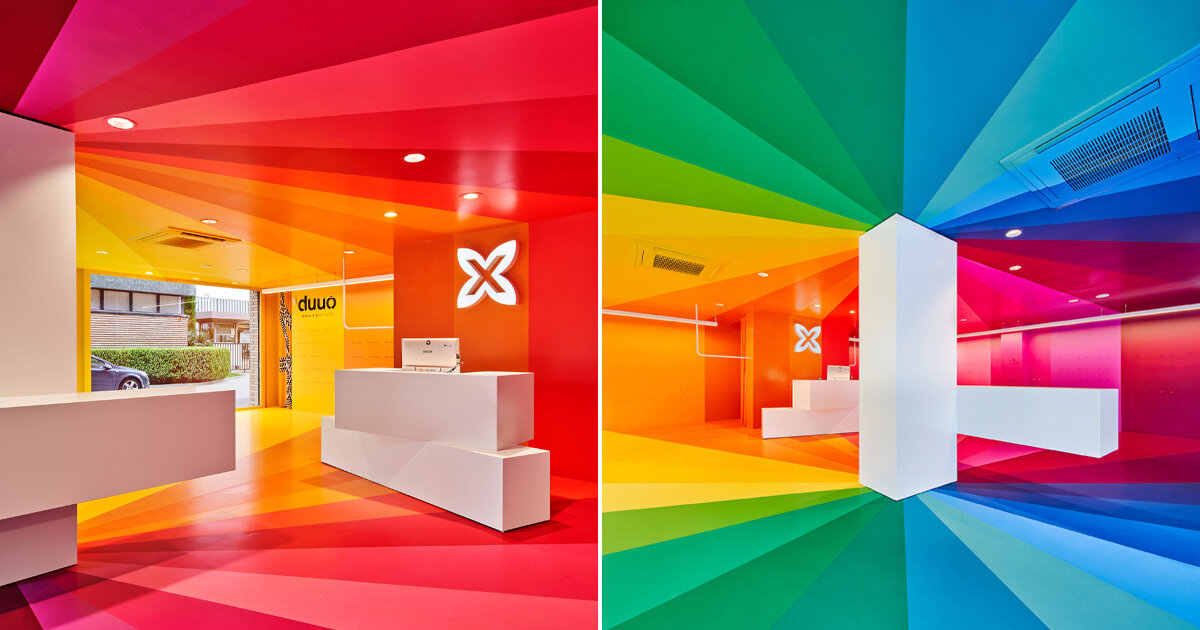 studio animal completes rainbow-hued 'spectrum' store in barcelona
