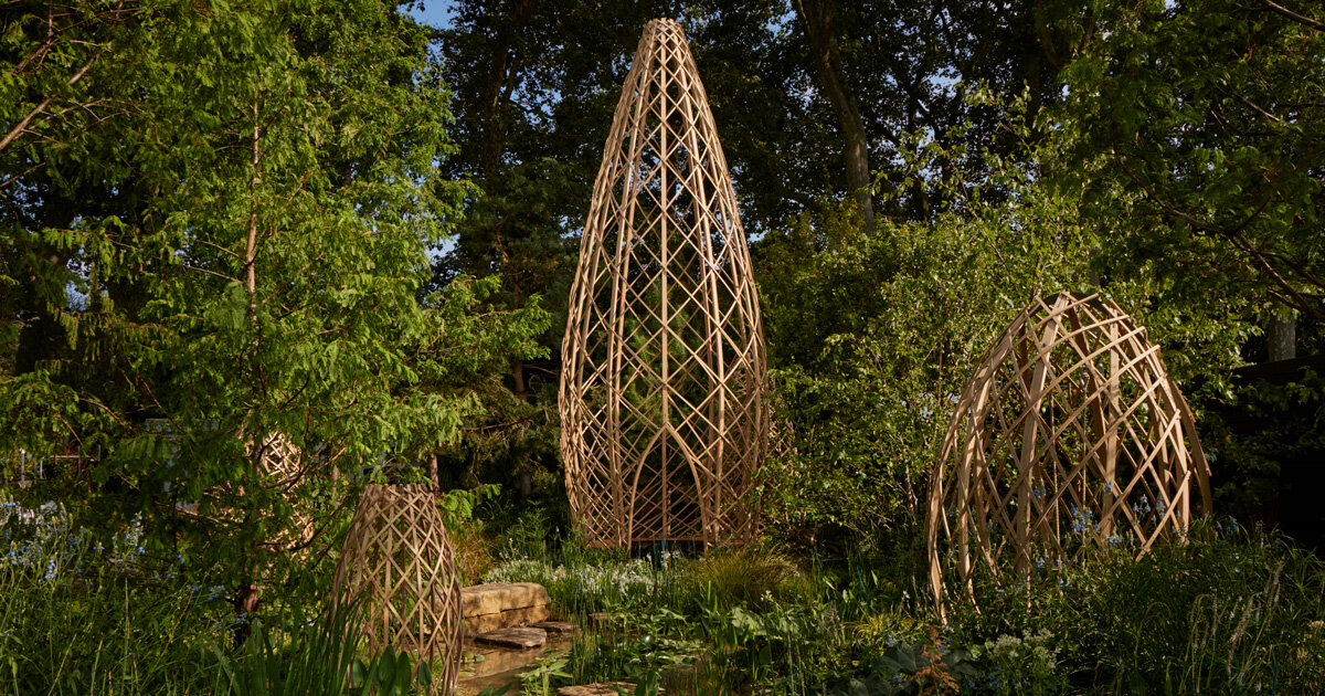xylotek designs five bamboo towers at the 2021 RHS chelsea flower show