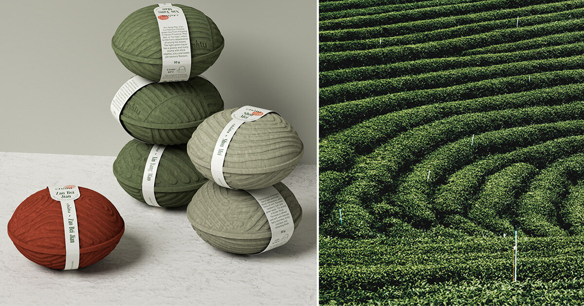 eco-friendly tea packaging replicates patterns found in plantations