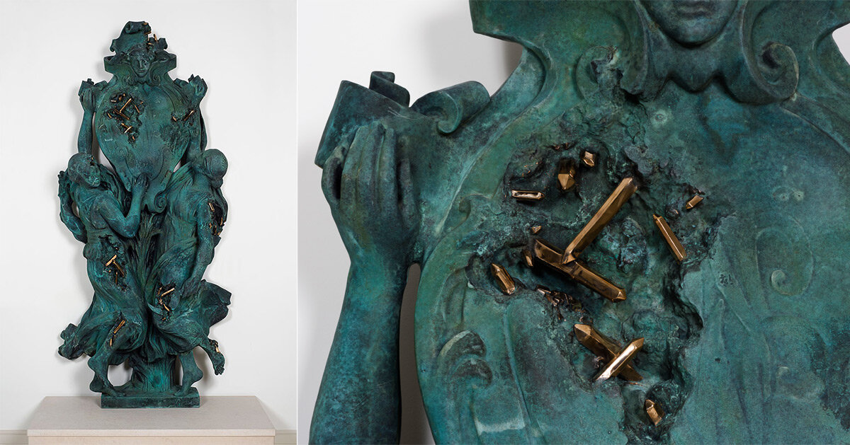 daniel arsham revives renowned bronzes in eroded sculptures