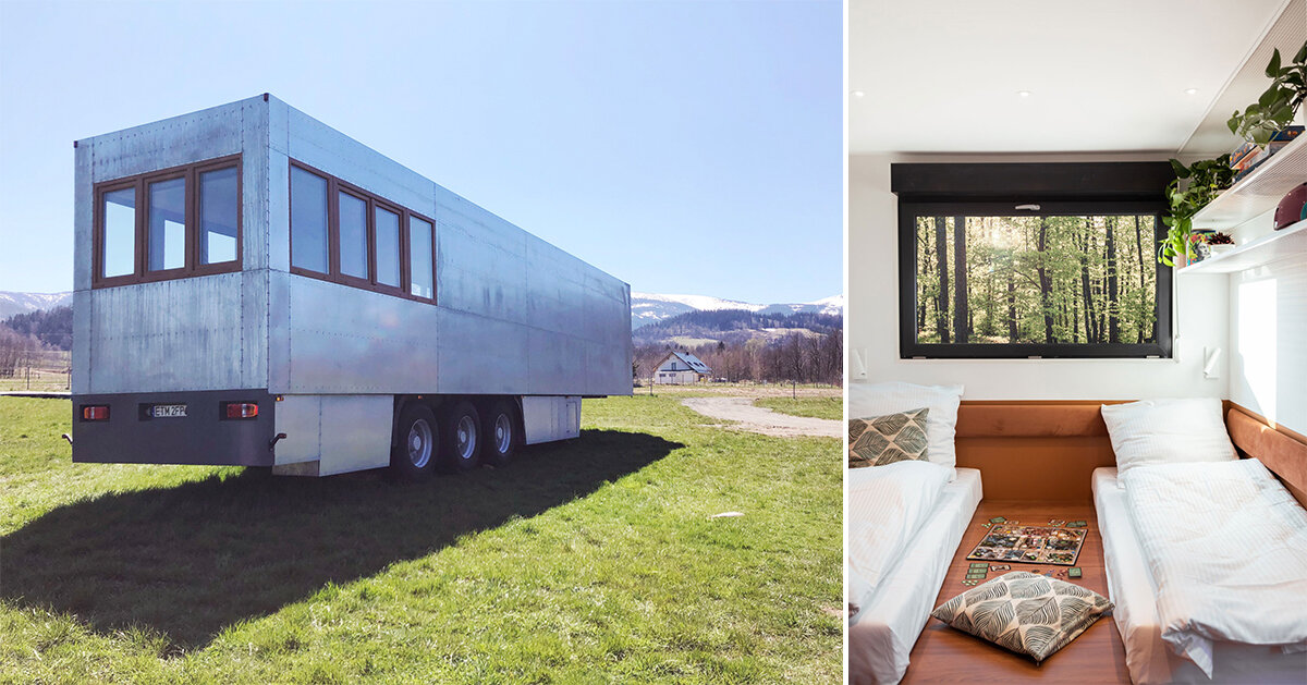 disused refrigerated semi-trailers are transformed into mobile hotel
