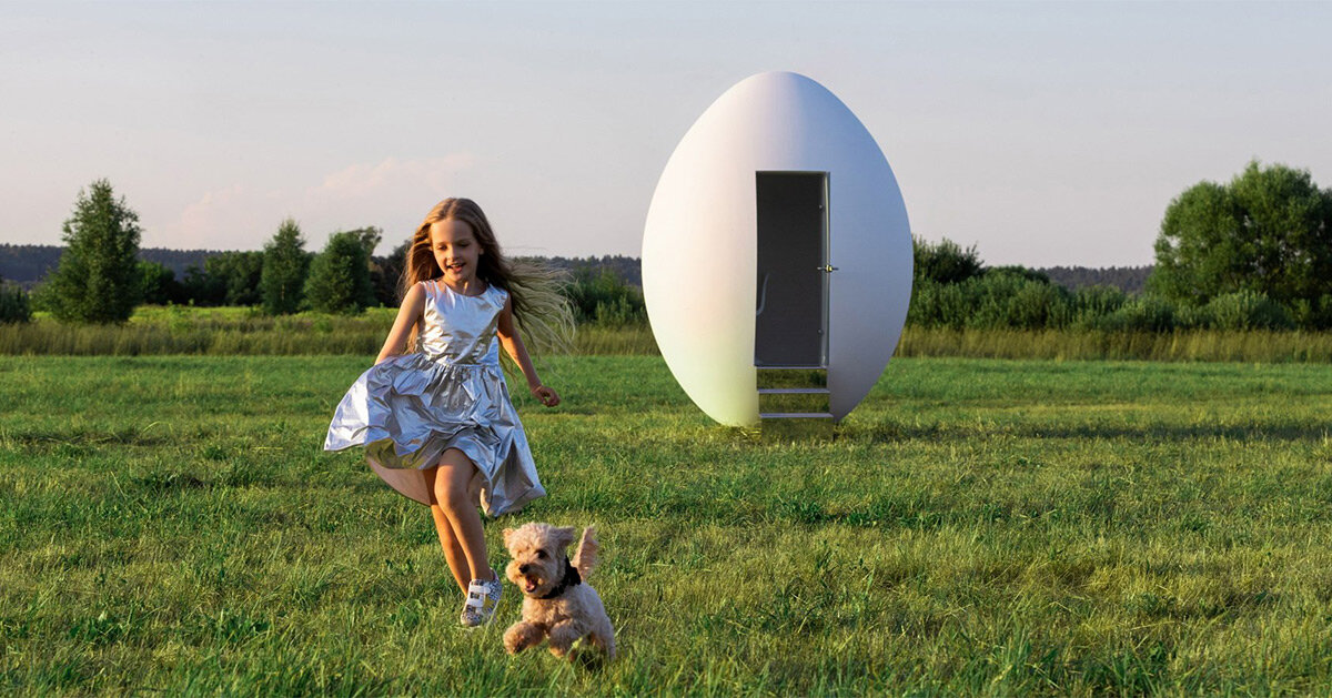 gregory orekhov builds egg-shaped playhouse to simulate 'life before birth'