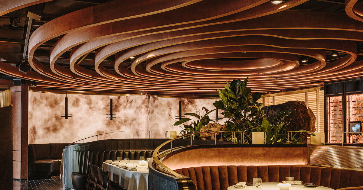 sculptural wooden ceiling tops astet studio's leña marbella restaurant ...