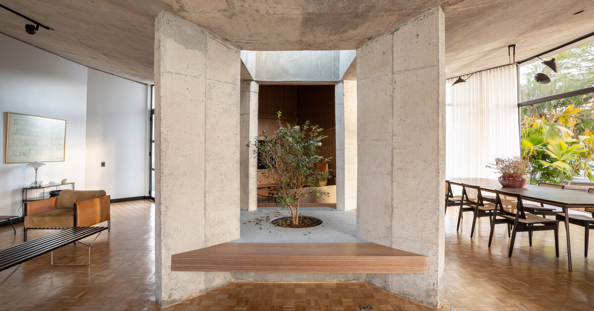 concrete pillars define movement in debaixo do bloco's brutalist ...