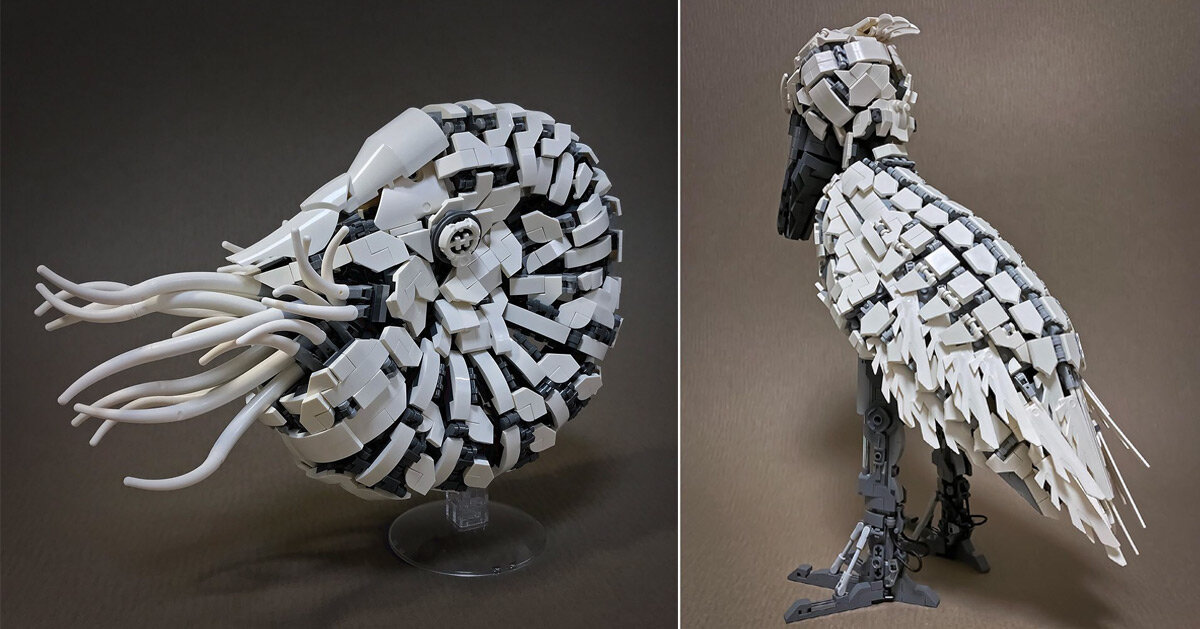 intricate LEGO sculptures by mitsuru nikaido reimagine animals as mecha ...