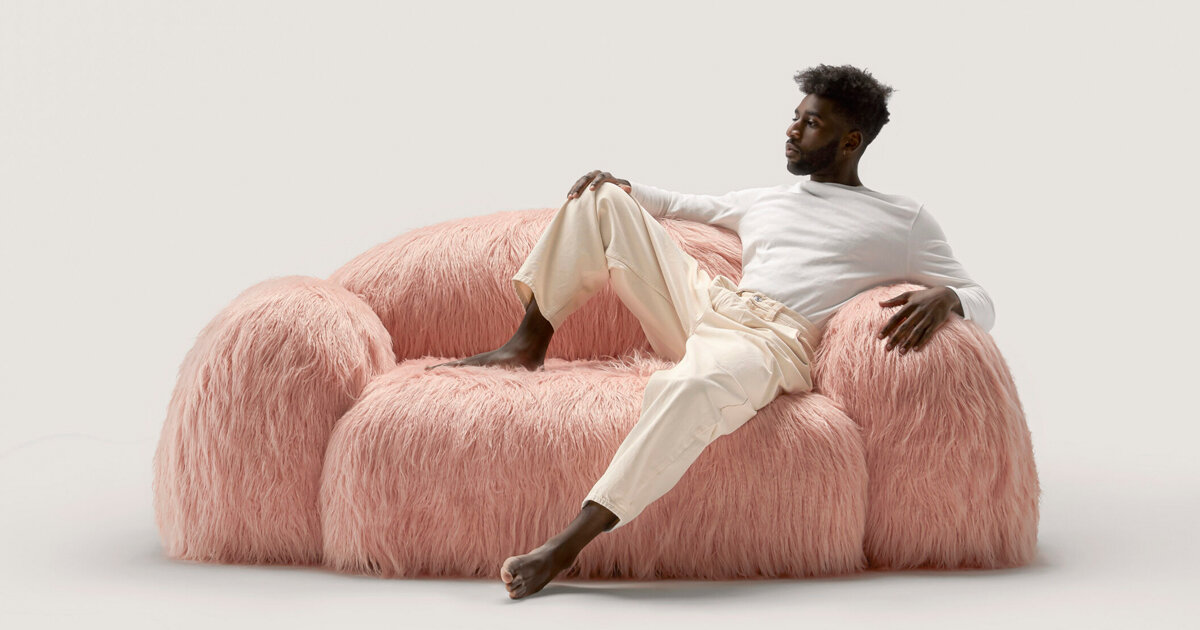 vladimir naumov designs dreamy pink 'yeti' sofa for MISSANA LAB