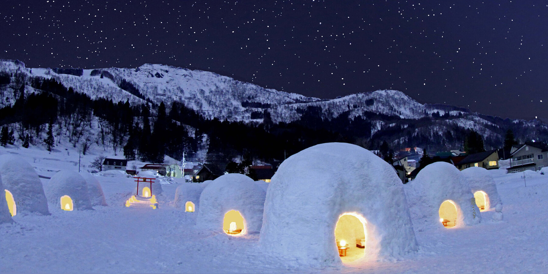 the restaurant kamakura village features 20 pop-up igloos