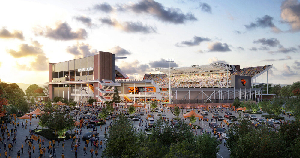 oregon state stadium by populous + SRG honors north pacific landscape