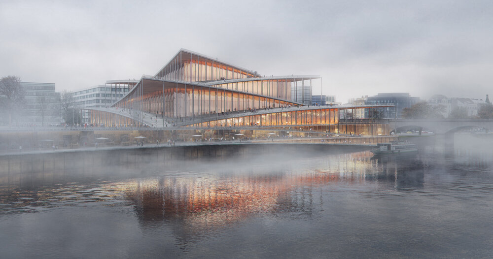 bjarke ingels' vltava philharmonic hall will be a stack of stepping ...
