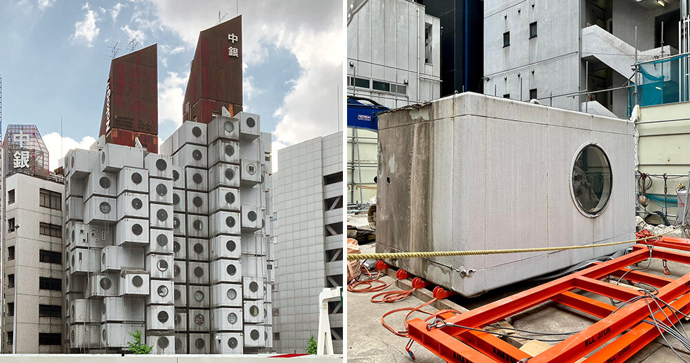 capsules of nakagin tower fly for first time in 50 years, headed to museums
