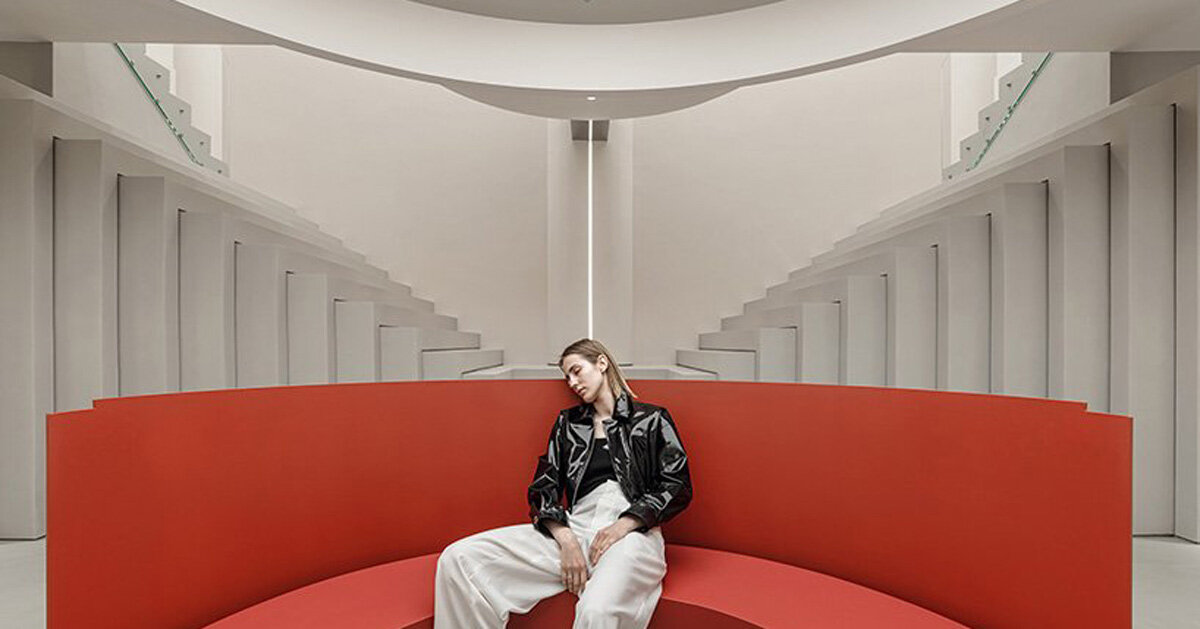 superimposed geometric forms compose MMC designs' boutique store