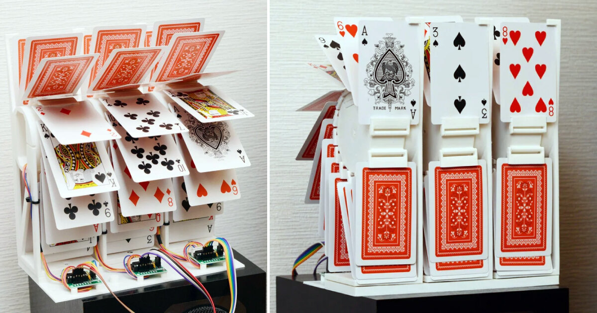 designer turns playing cards into a mechanical flip clock using 3D ...