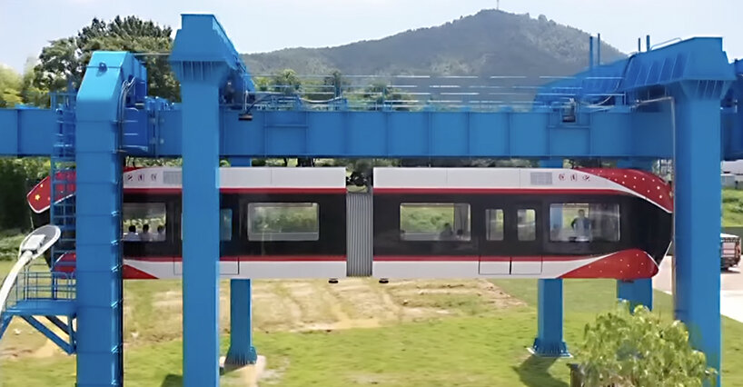 new floating maglev 'sky train' runs on permanent magnet tracks