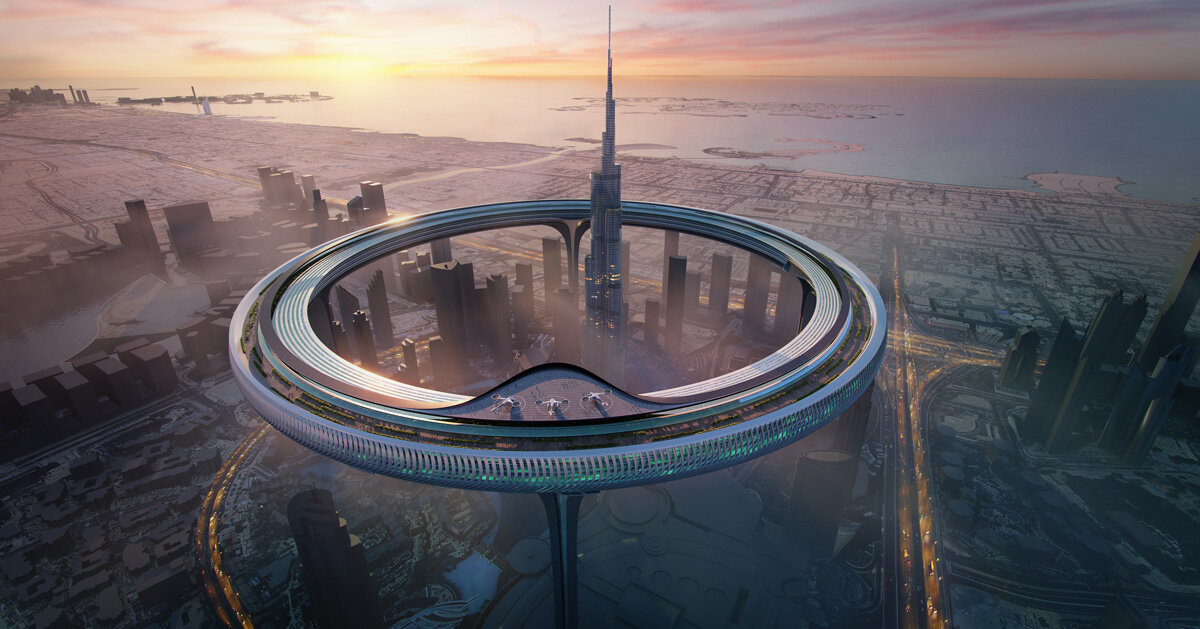 downtown circle suspends ringed metropolis 500 meters over dubai