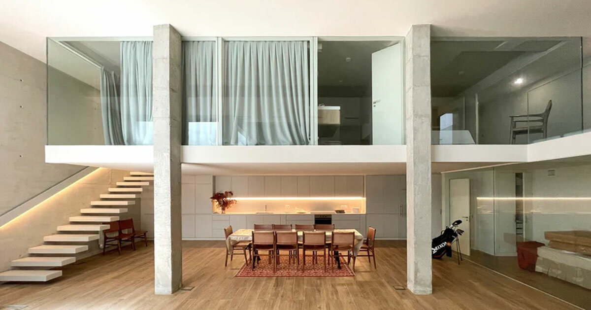 fame studio introduces 'floating glass box' in a renovated residence