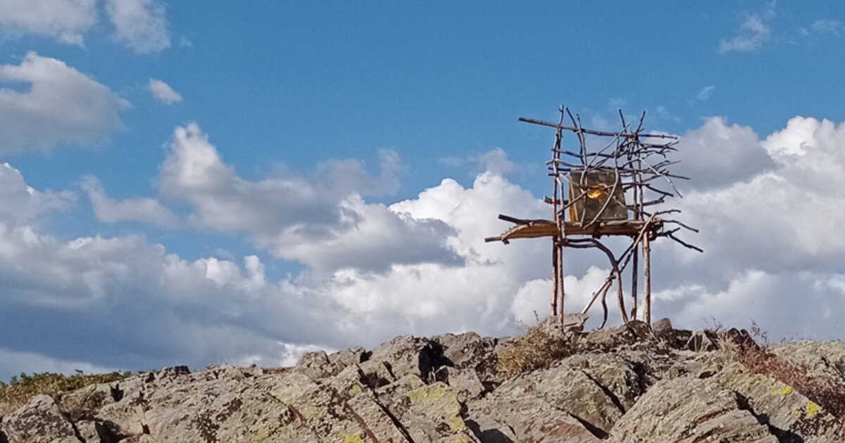 wood + brass installation draws on nomadic yurts of chinese village