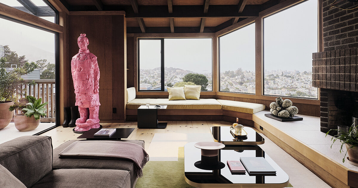 studio terpeluk blends redwood with marble, terrazzo, & soft tones in ...