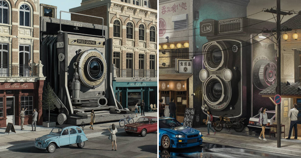 jeff bartels monitors people with hyperrealistic paintings of vintage ...