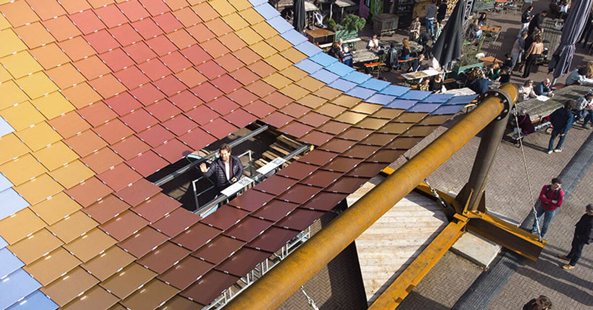 ‘solar pavilion’ shelters and harvests sunlight at dutch design week