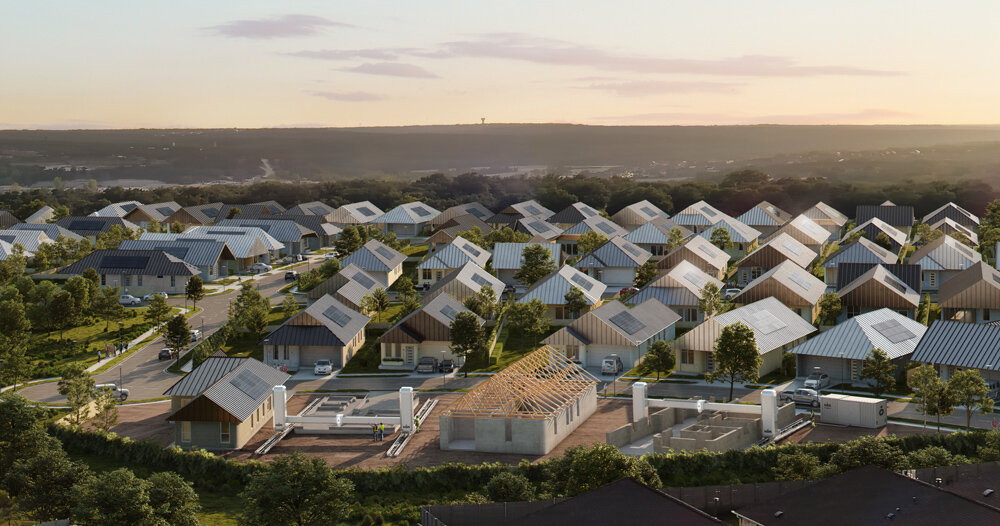 community of 3D-printed homes by ICON and BIG takes shape outside austin
