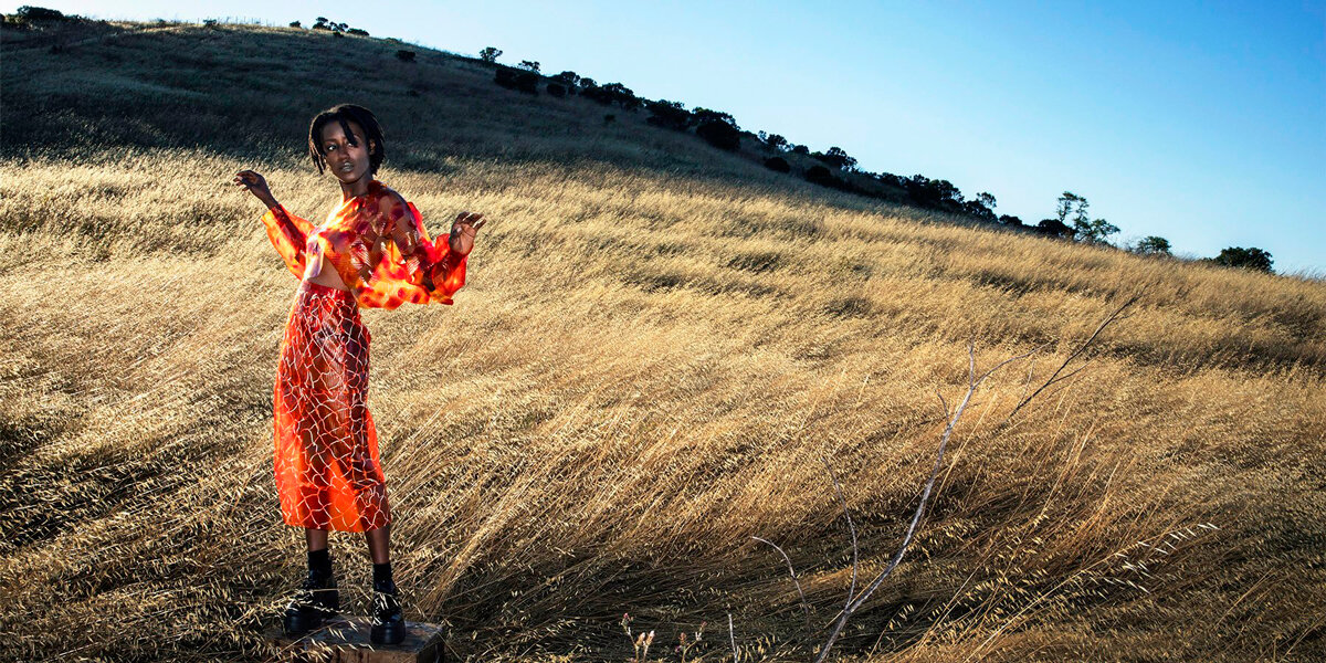 bioplastic couture collection explores sustainable fabric options