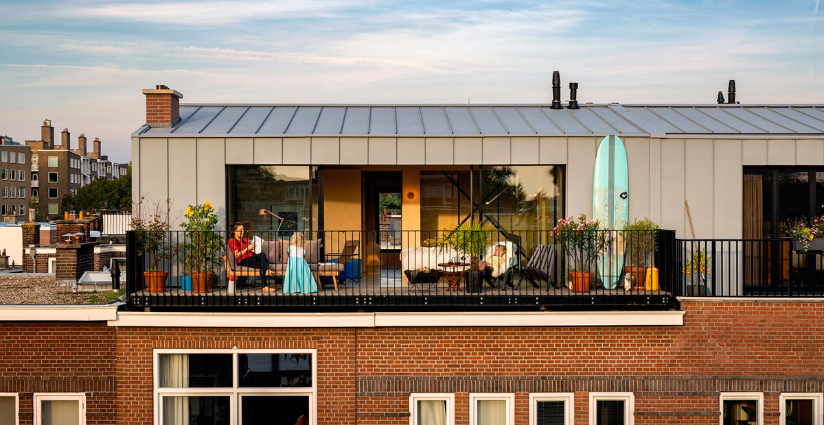 'house on a house' steel roof extension pops up in hague's brick cityscape