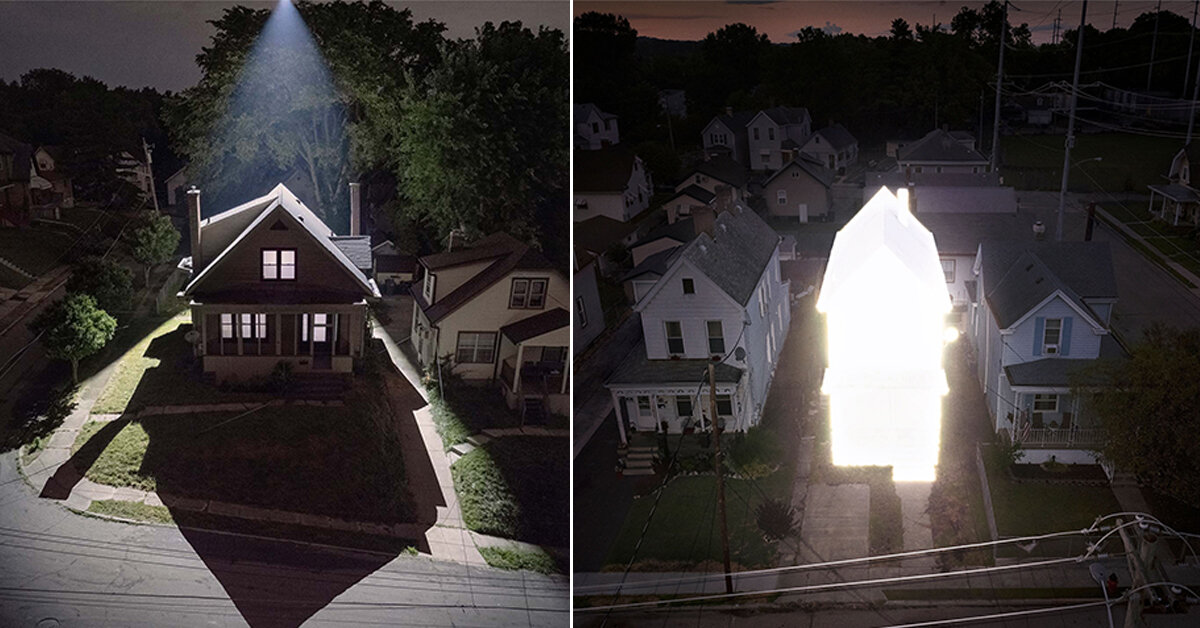 PENUMBRA: ian strange turns homes into giant light installations