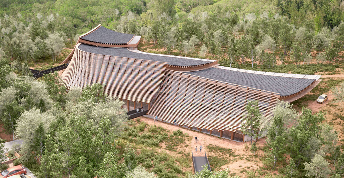 timber structure shapes trench-like cultural center on kinmen island