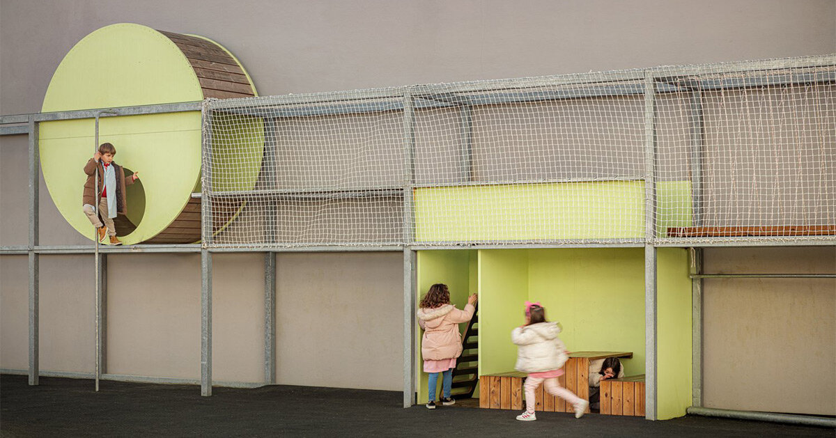 geometric activity pods welcome young students into renovated school ...