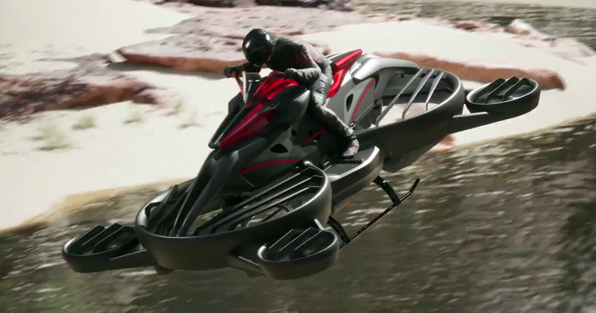 first flying motorcycle 'XTURISMO' levitates to dodge land traffic