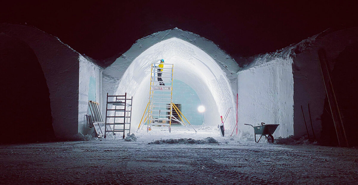 frozen arched altar frames a new ceremony hall for ICEHOTEL #33