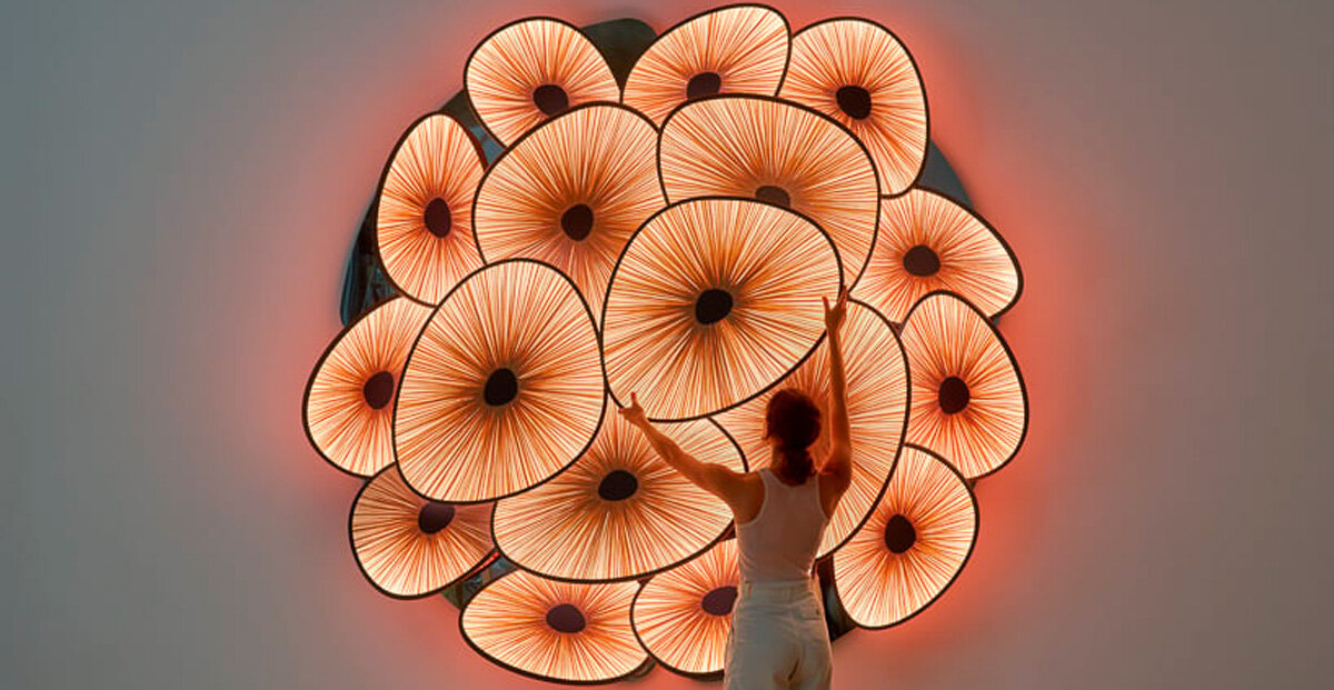 lighting collection's silk shades illustrate ecological challenges