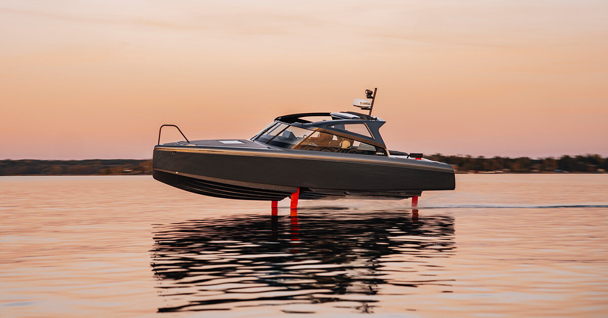 all-electric candela C-8 production 'flying' boat debuts at CES 2023