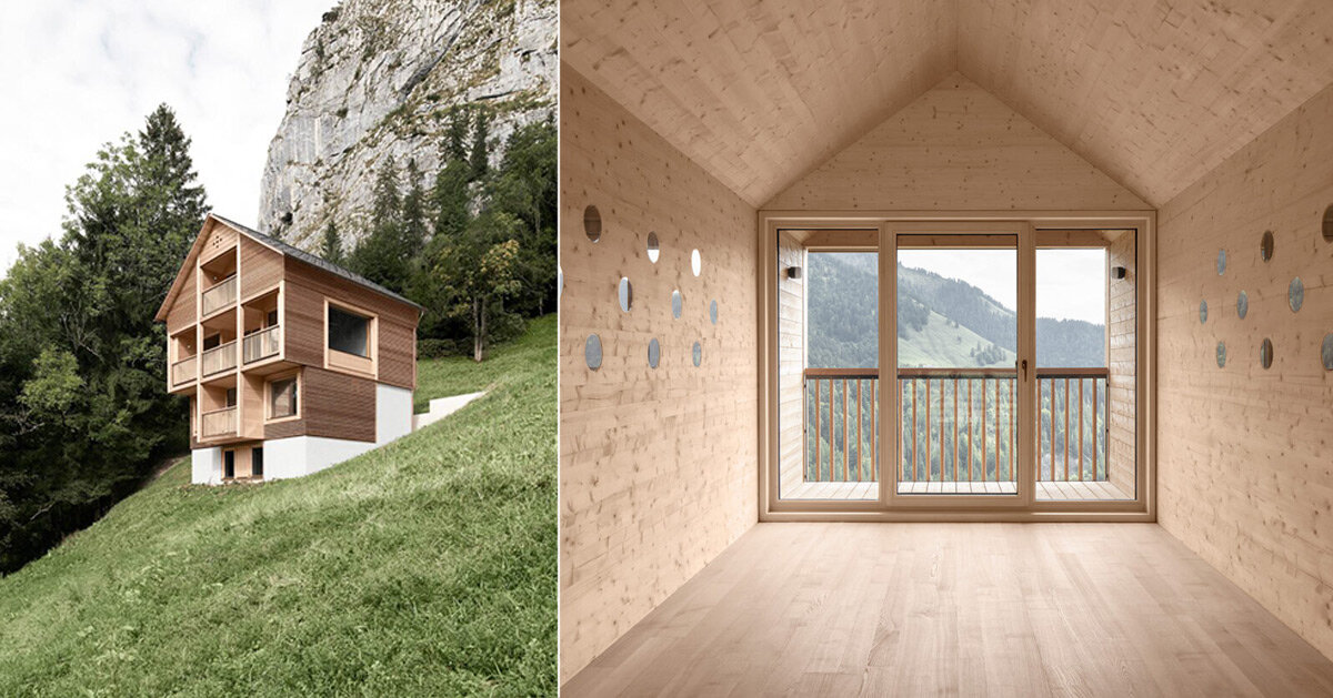 innauer matt perches secluded timber house along mountainous landscape ...