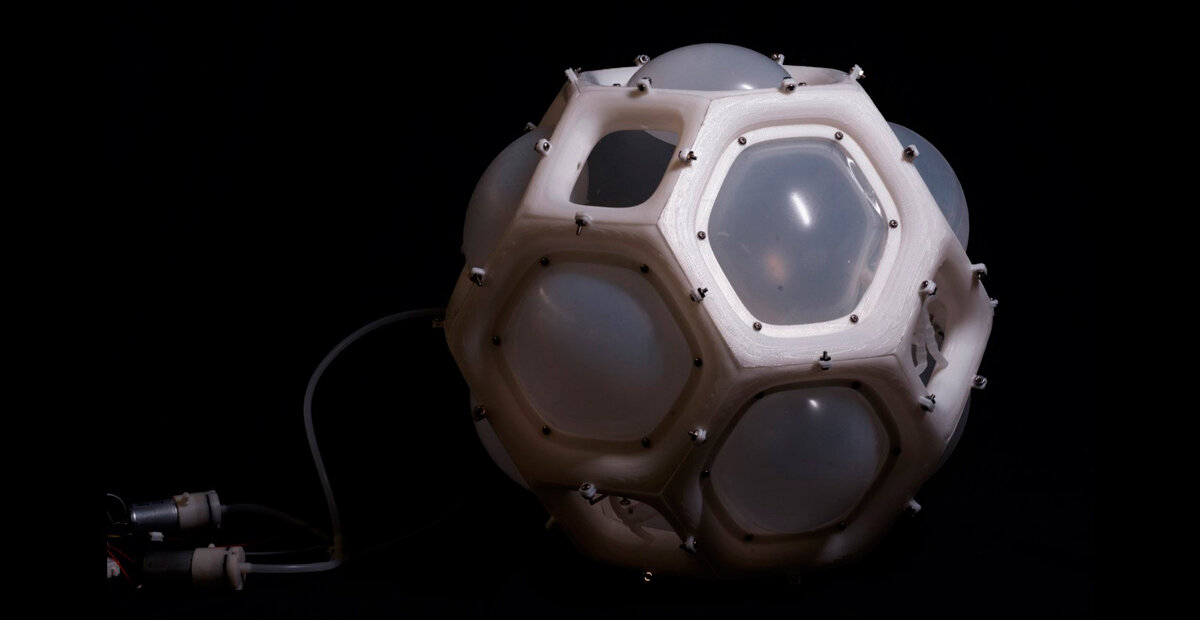 inflatable sculpture uses soft robotics to mimic breathing