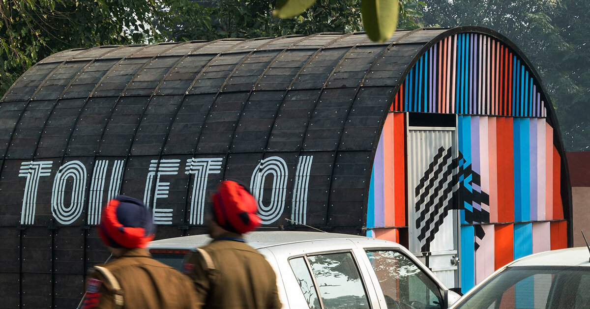 sustainable toilet in india shaped by recyclable building blocks