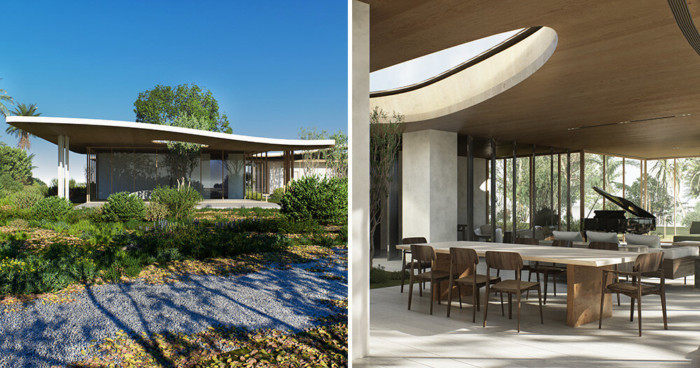 victor ortiz designs malibu home with sinuous, porous roof plane