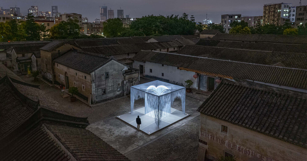 a luminous pavilion by HAS occupies an historic village in shenzhen