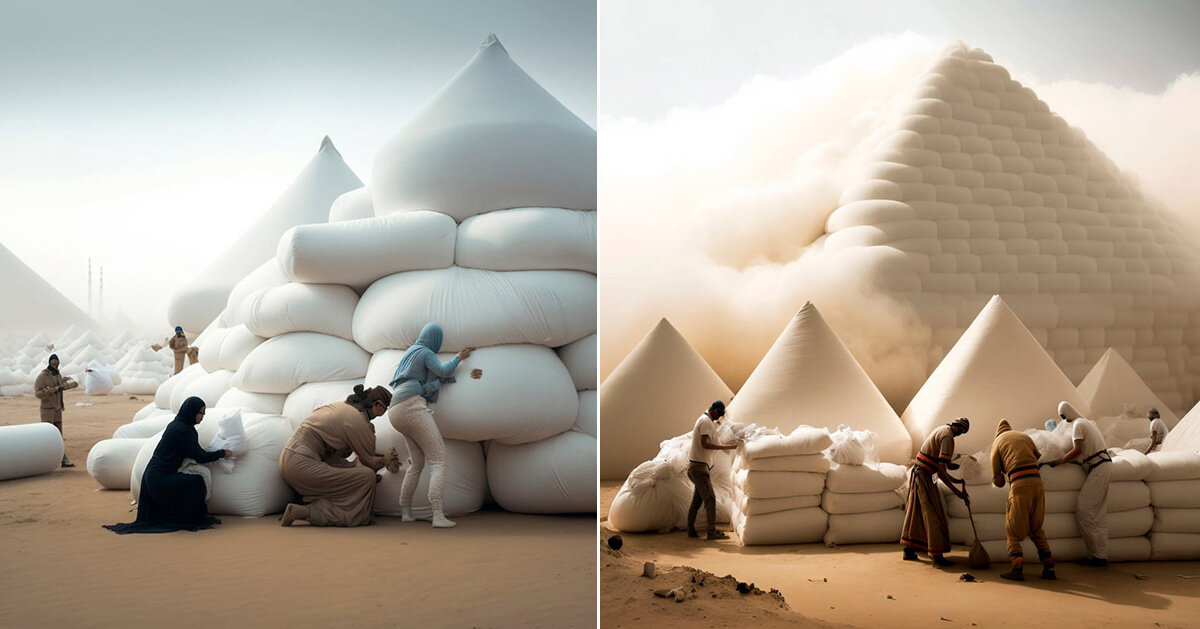 ulises AI reimagines ancient pyramids as pillowed monuments