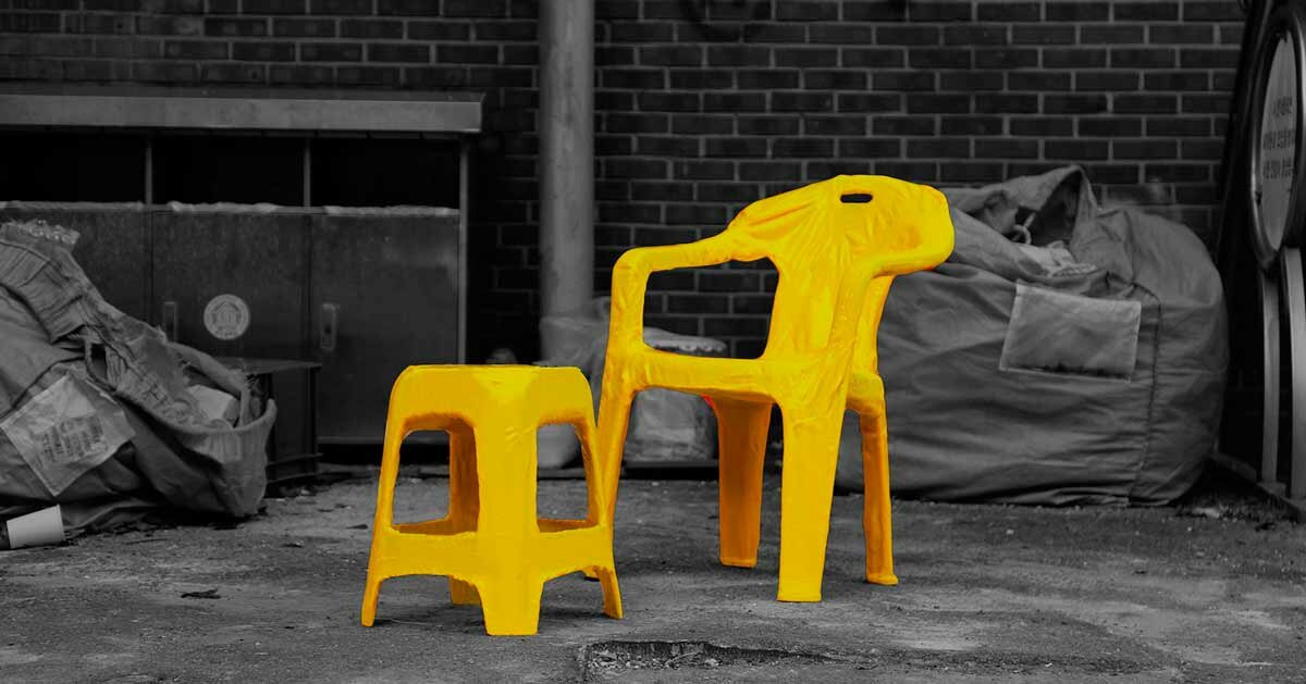 seungtae jang coats chairs with vinyl in his latest wrapping series