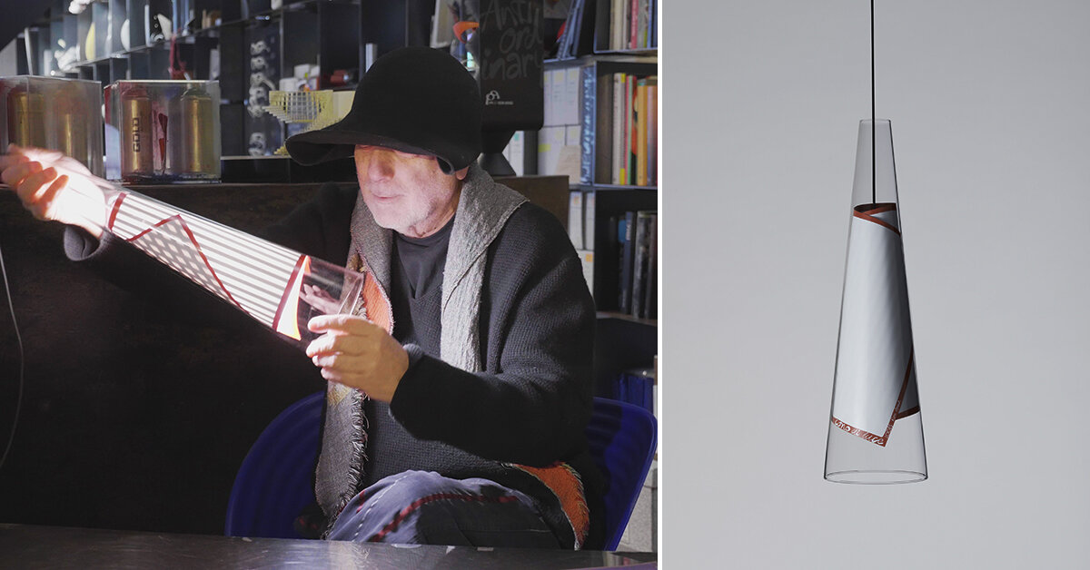 lodes and ron arad create striped moiré lamp for milan design week