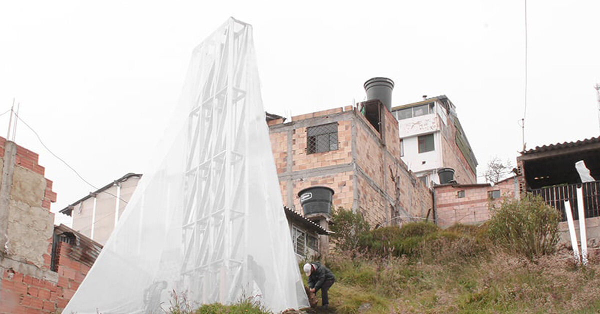 alsar atelier's fog catcher promotes eco-friendly urban agriculture