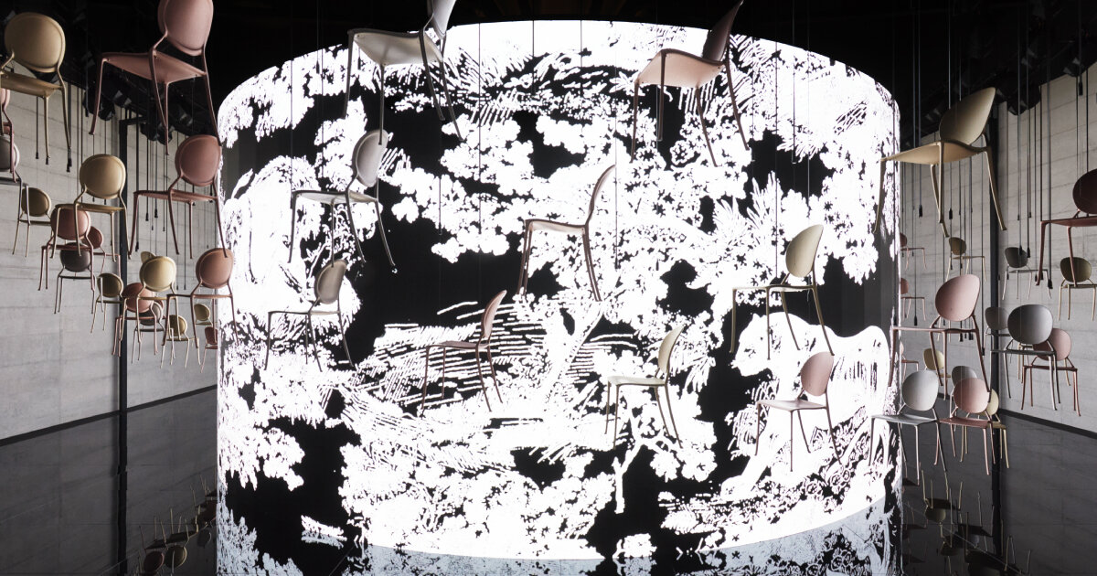 philippe starck suspends miss dior chairs in enchanting carousel ...