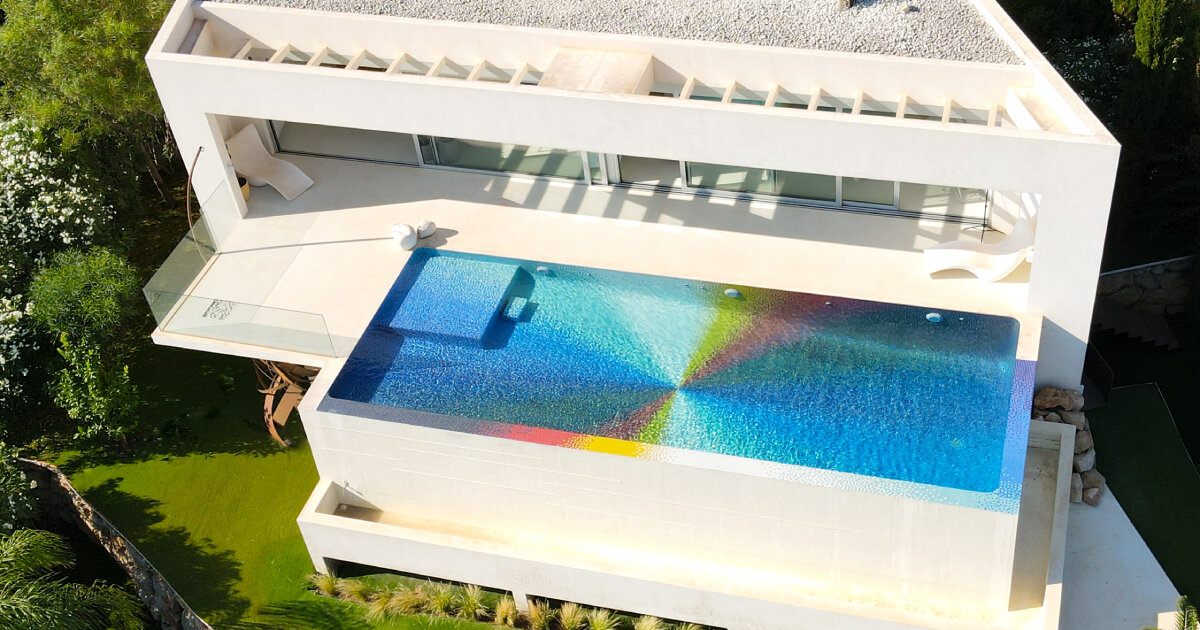 felipe pantone pixelates residential swimming pool with 130,000 rainbow ...