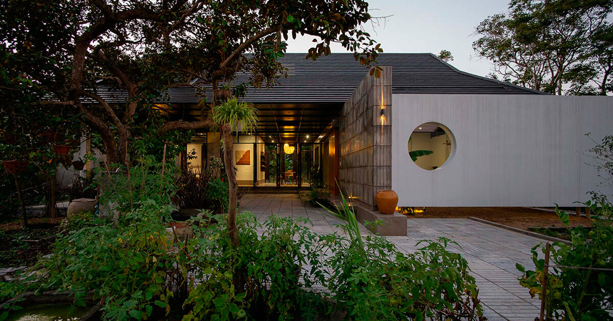 cement blocks and iron lattice enclose private courtyard in vietnam