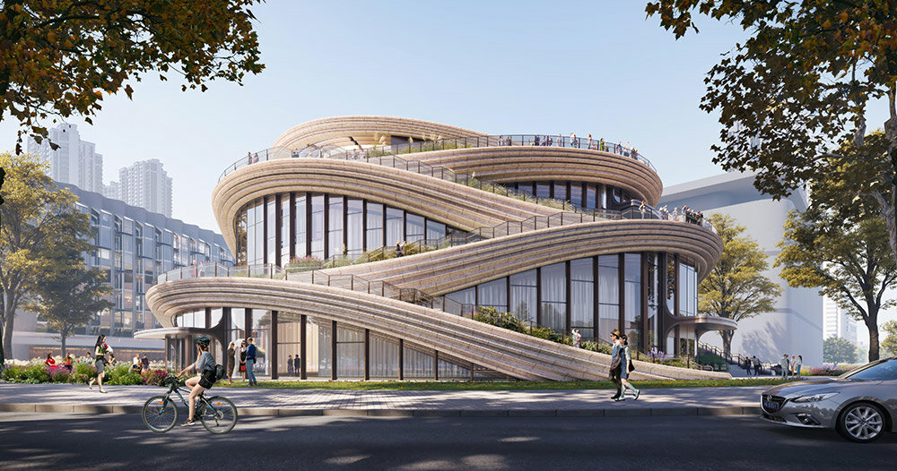 heatherwick to wrap shanghai building in 'futuristic' moon bridges