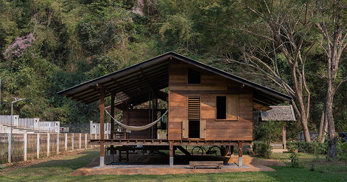 yangnar studio repurposes local wood for home in thailand forest