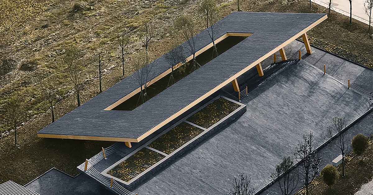 qinglong river landscape pavilion: a viewing platform in rural china