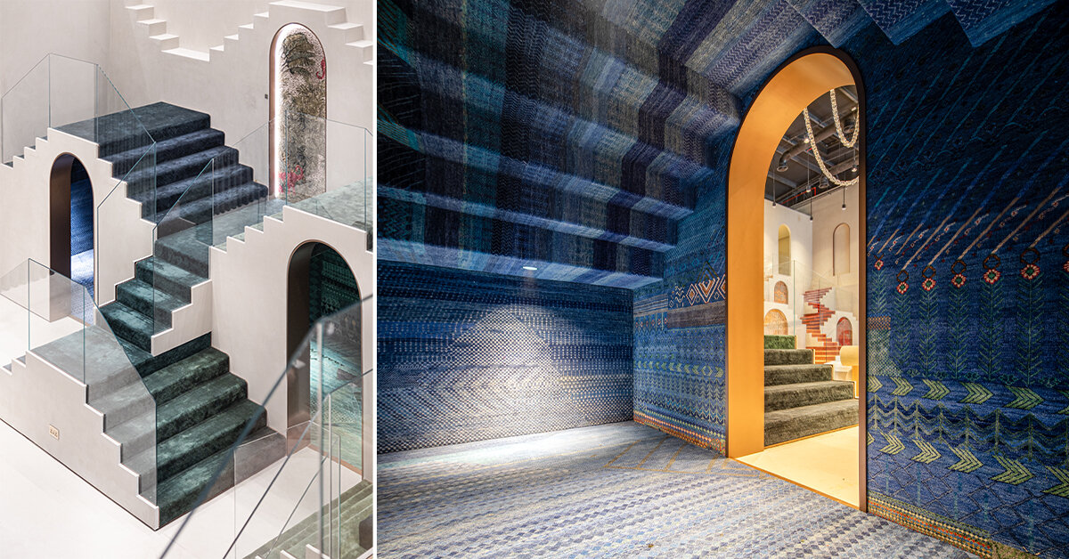 roar designs recurring stairs for jaipur rugs showroom in dubai