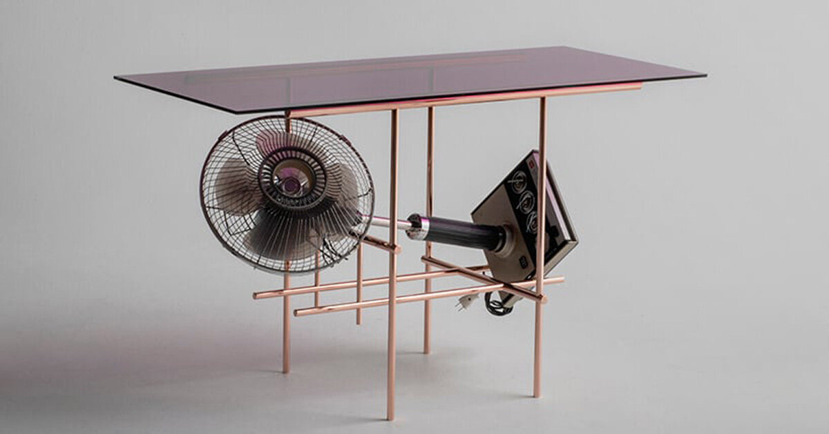 ryosuke harashima repurposes 1960s fans as eccentric tables